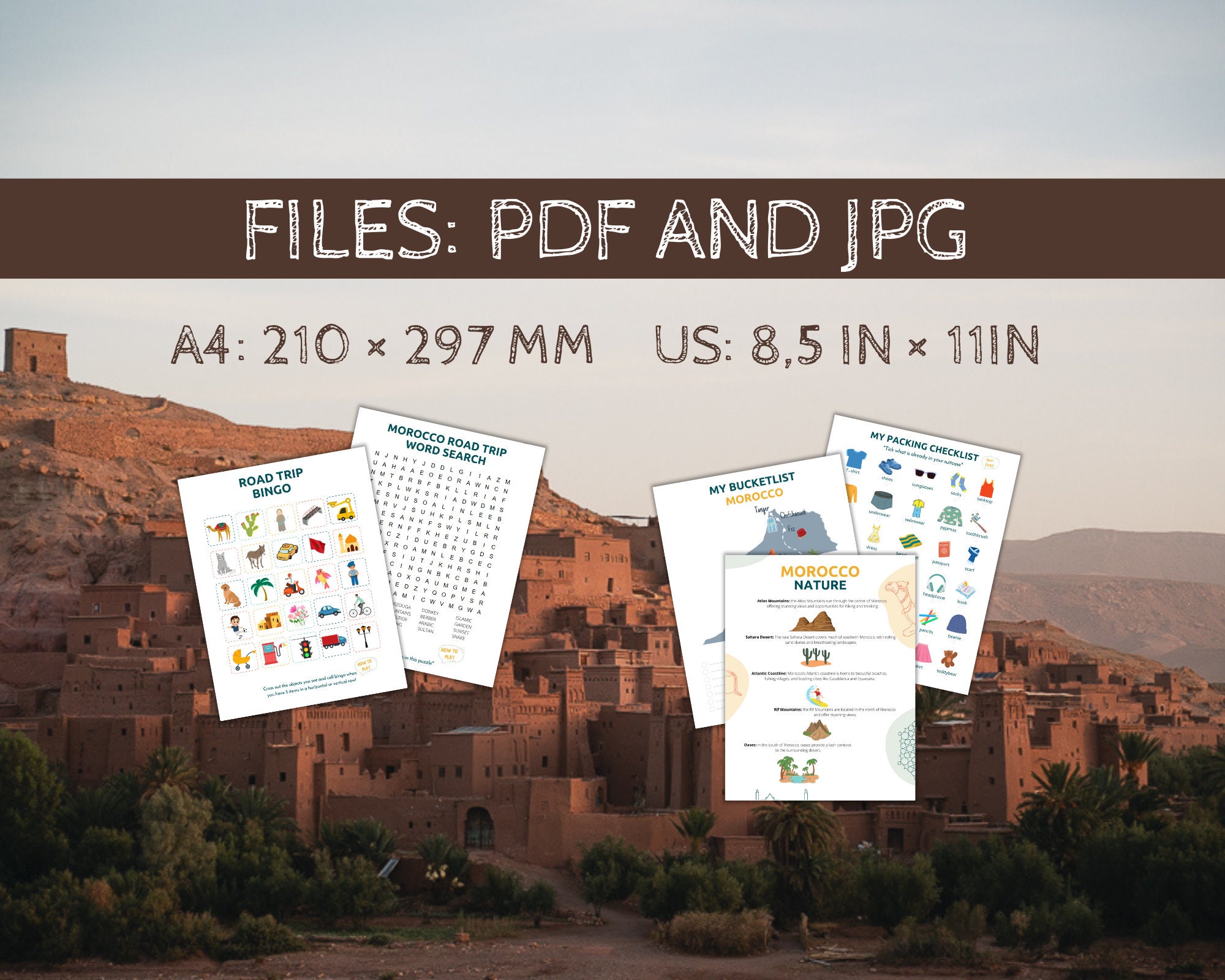 Printable Morocco Road Trip Activity Pack for Kids, Travel Activities ...