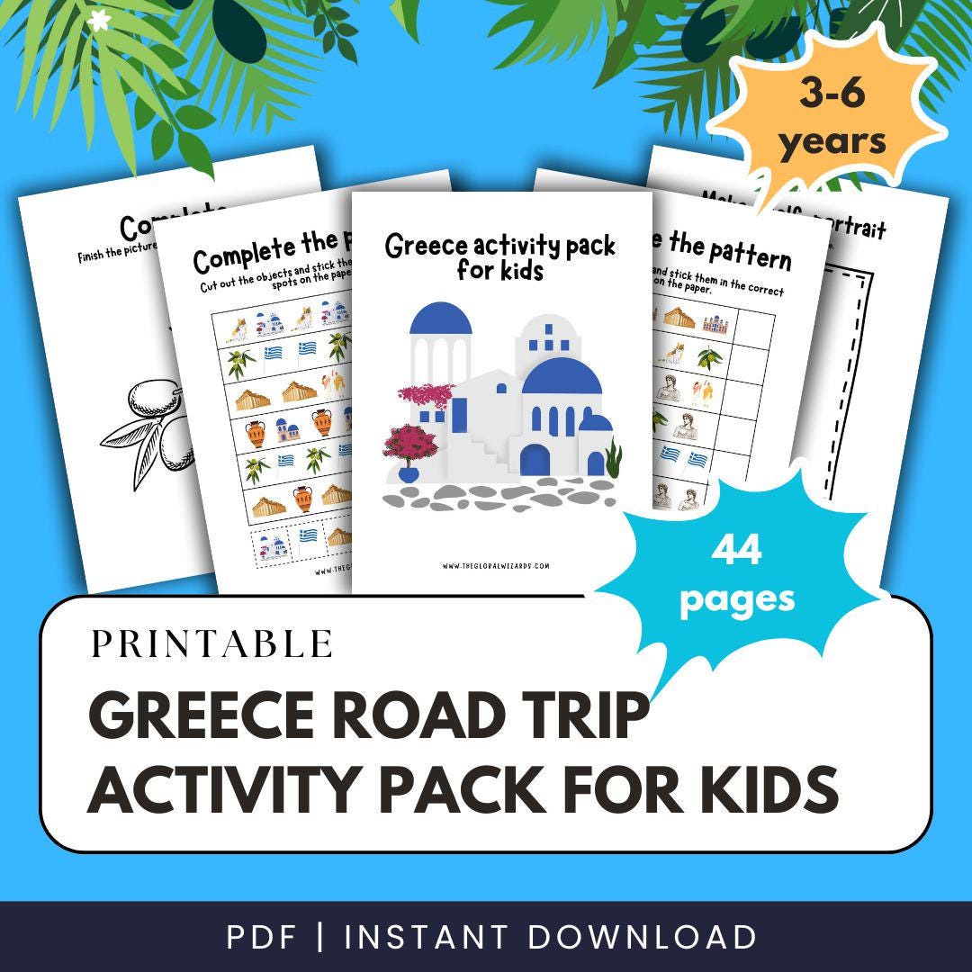 Explore Greece: Fun Printable Activity Pack for Kids (ages 3-6) | Preschool Travel & Cultural ...