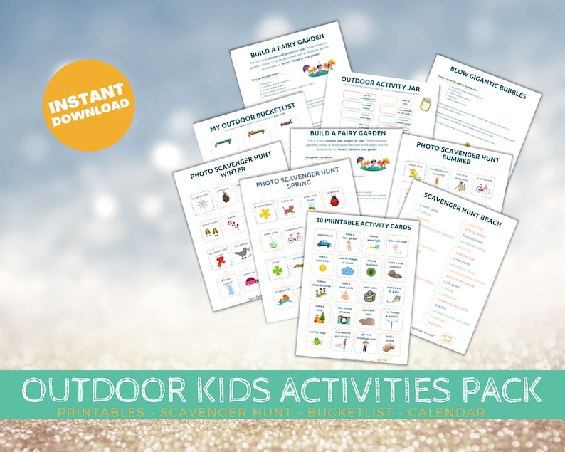 Printable Activity Pack for Outdoor- Kids Activities for Outdoor ...