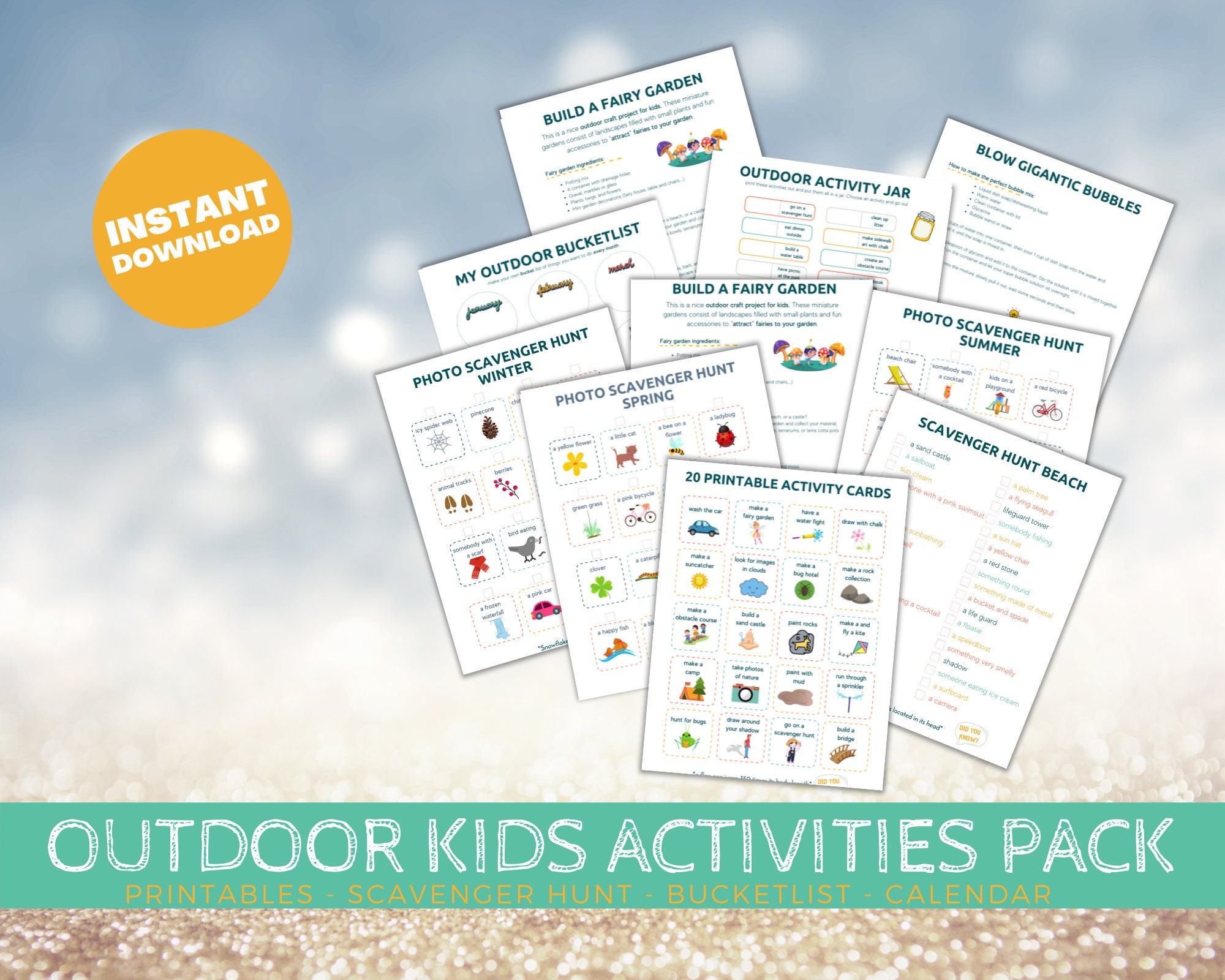 Printable Activity Pack for Outdoor- Kids Activities for Outdoor ...