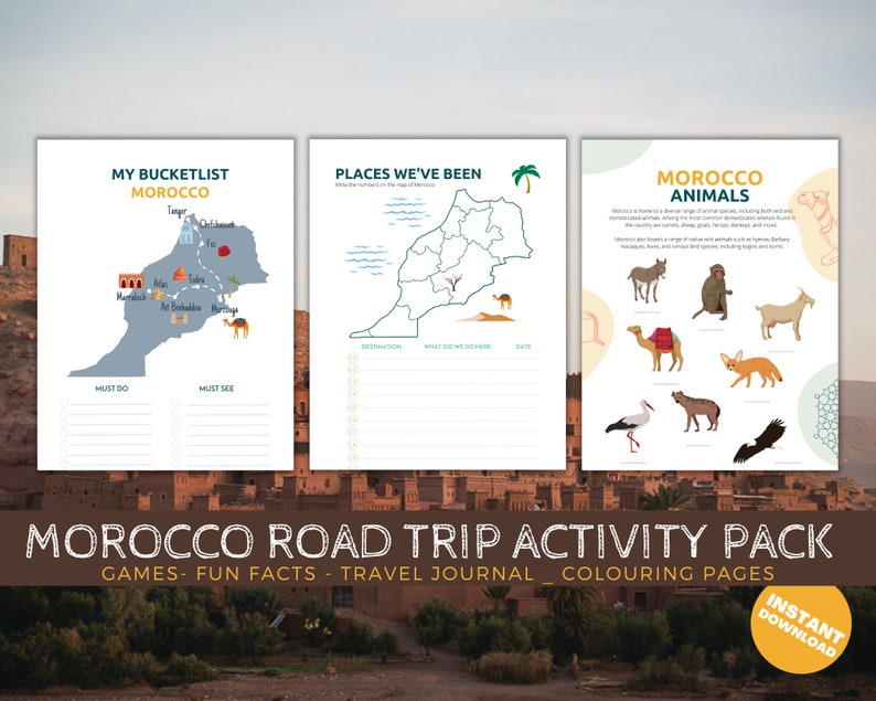 Printable Morocco Road Trip Activity Pack for Kids, Travel Activities ...