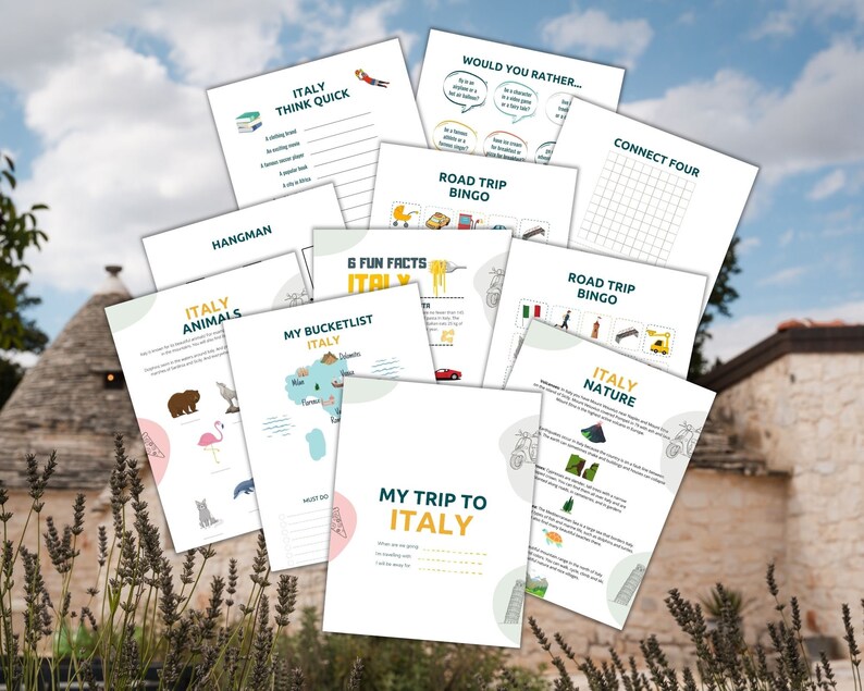 Italy Road Trip Printable Pack for Kids - Fun Travel Activities, Games ...