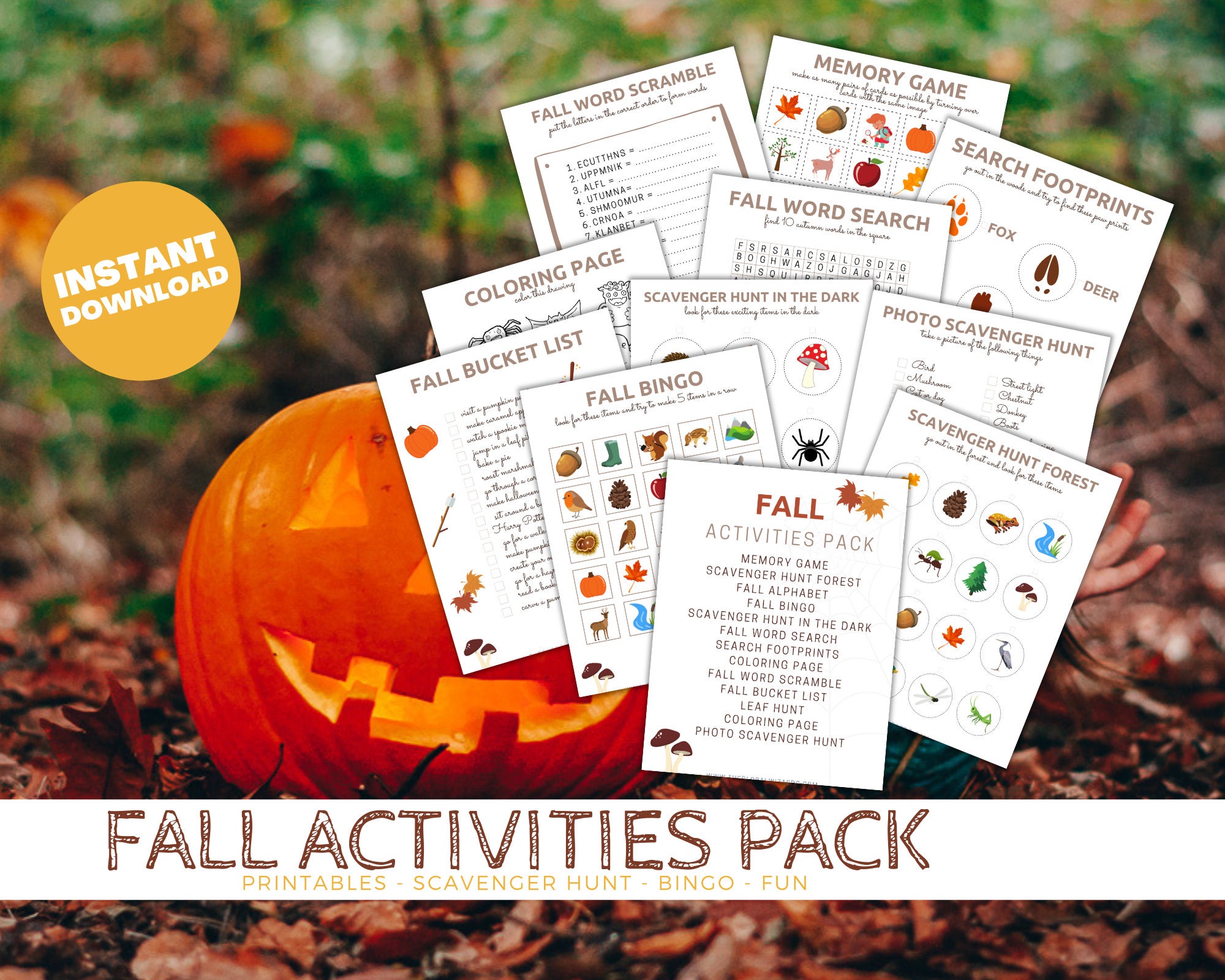 Fall Activities Pack for Kids Printable Games Kids Activities for Fall ...