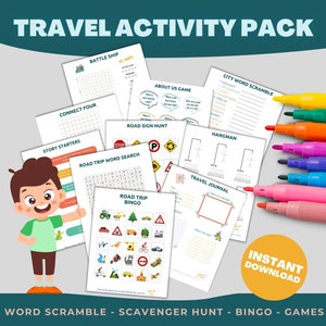 Travel Bundle for Kids, Travel Activity Pack, Travel Printables, Family ...