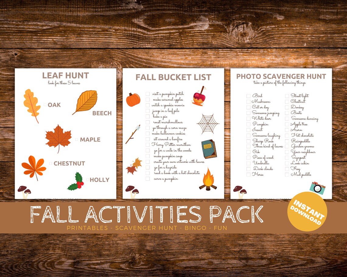 Fall Activities Pack for Kids - Printable Games - Kids Activities for ...