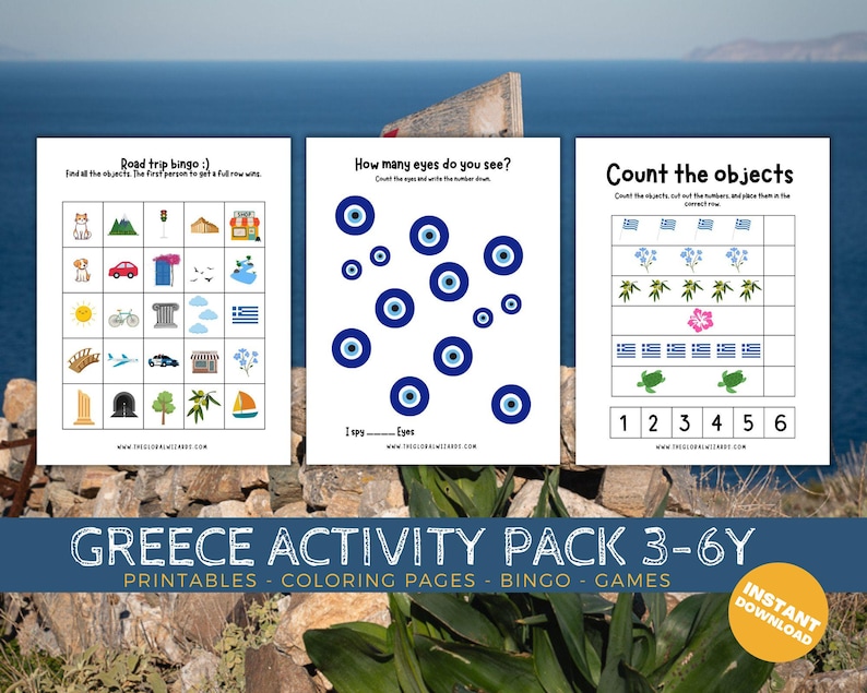 Printable Greece Activity Pack for Kids (ages 3-6) | Preschool ...