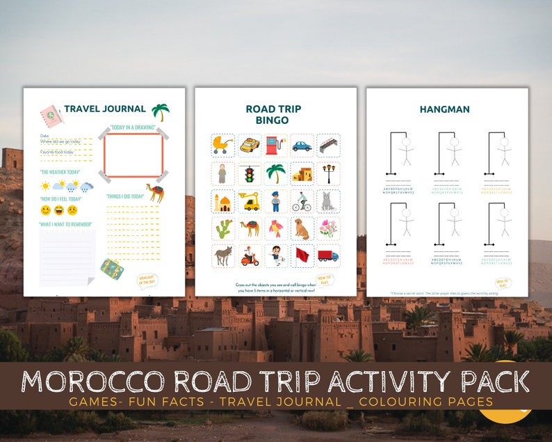 Printable Morocco Road Trip Activity Pack for Kids, Travel Activities ...