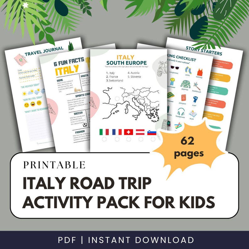 Ultimate Italy Road Trip Activity Pack for Kids – 60+ Fun Printable ...