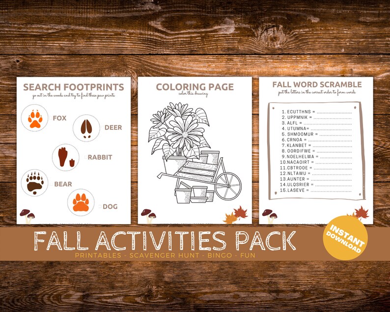 Fall Activities Pack for Kids - Printable Games - Kids Activities for ...