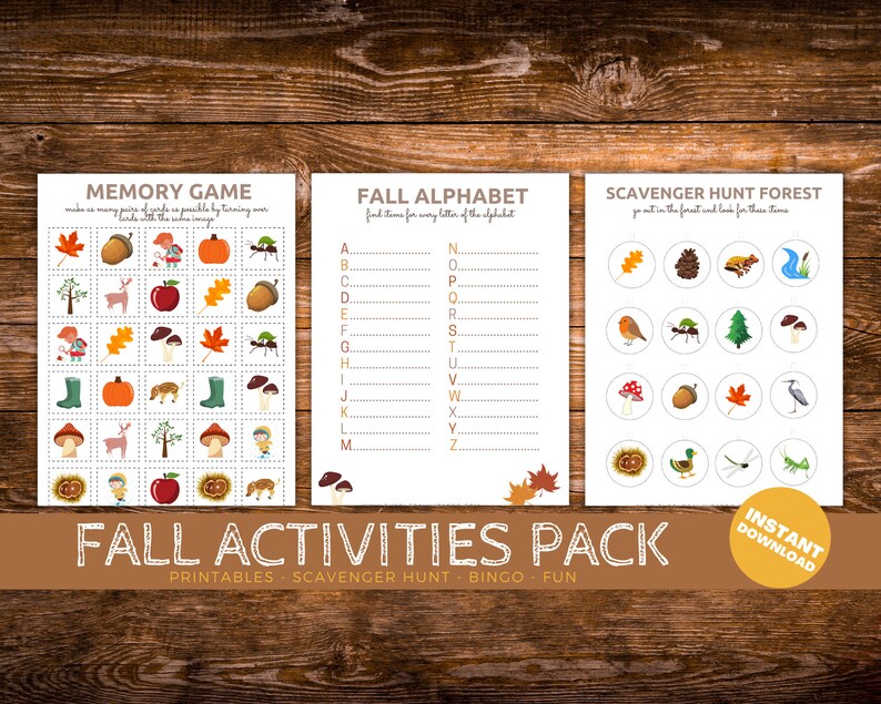 Fall Activities Pack for Kids - Printable Games - Kids Activities for ...