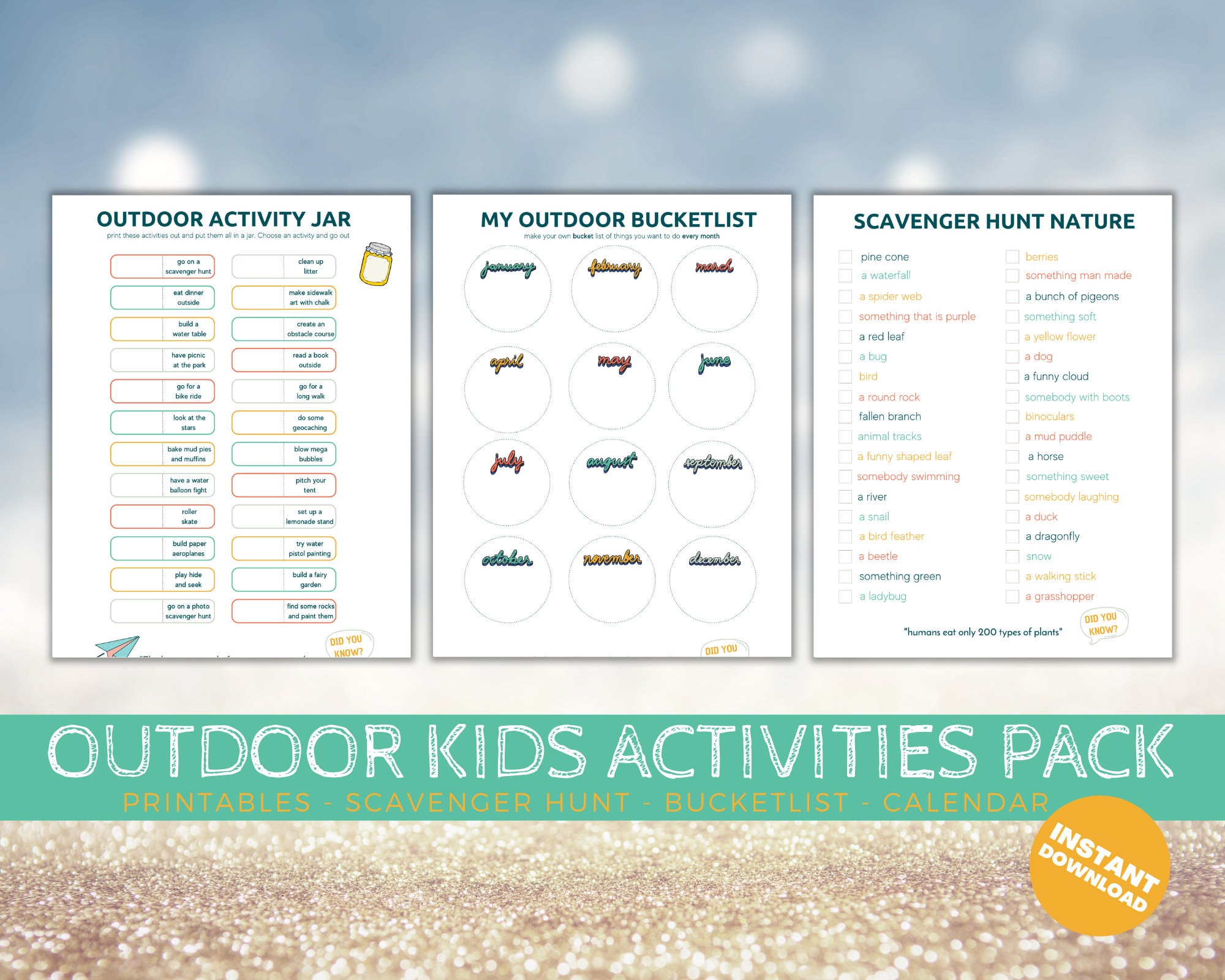 Printable Activity Pack for Outdoor- Kids Activities for Outdoor ...