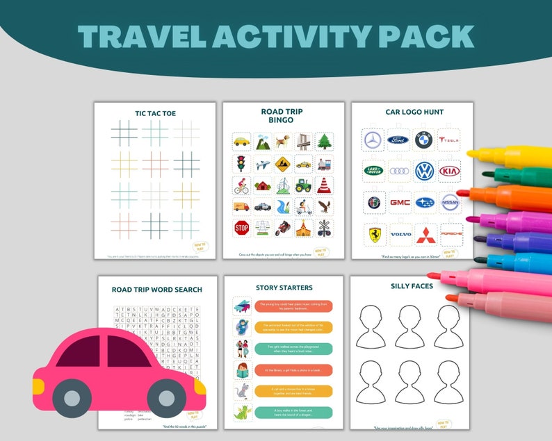 Travel Bundle for Kids, Travel Activity Pack, Travel Printables, Family ...