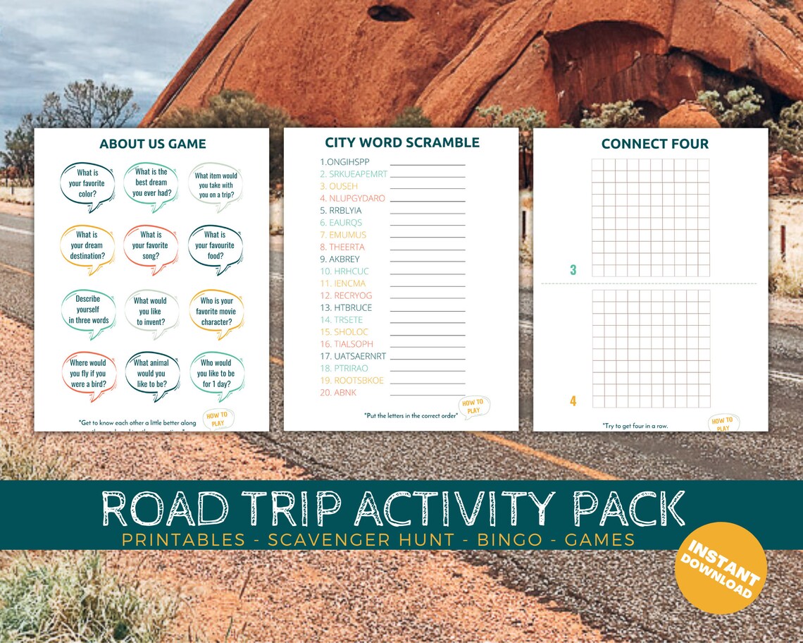 Kids Road Trip Games, Travel Activities, Road Trip Games Bundle, Kids ...