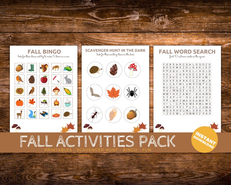 Fall Activities Pack for Kids - Printable Games - Kids Activities for ...