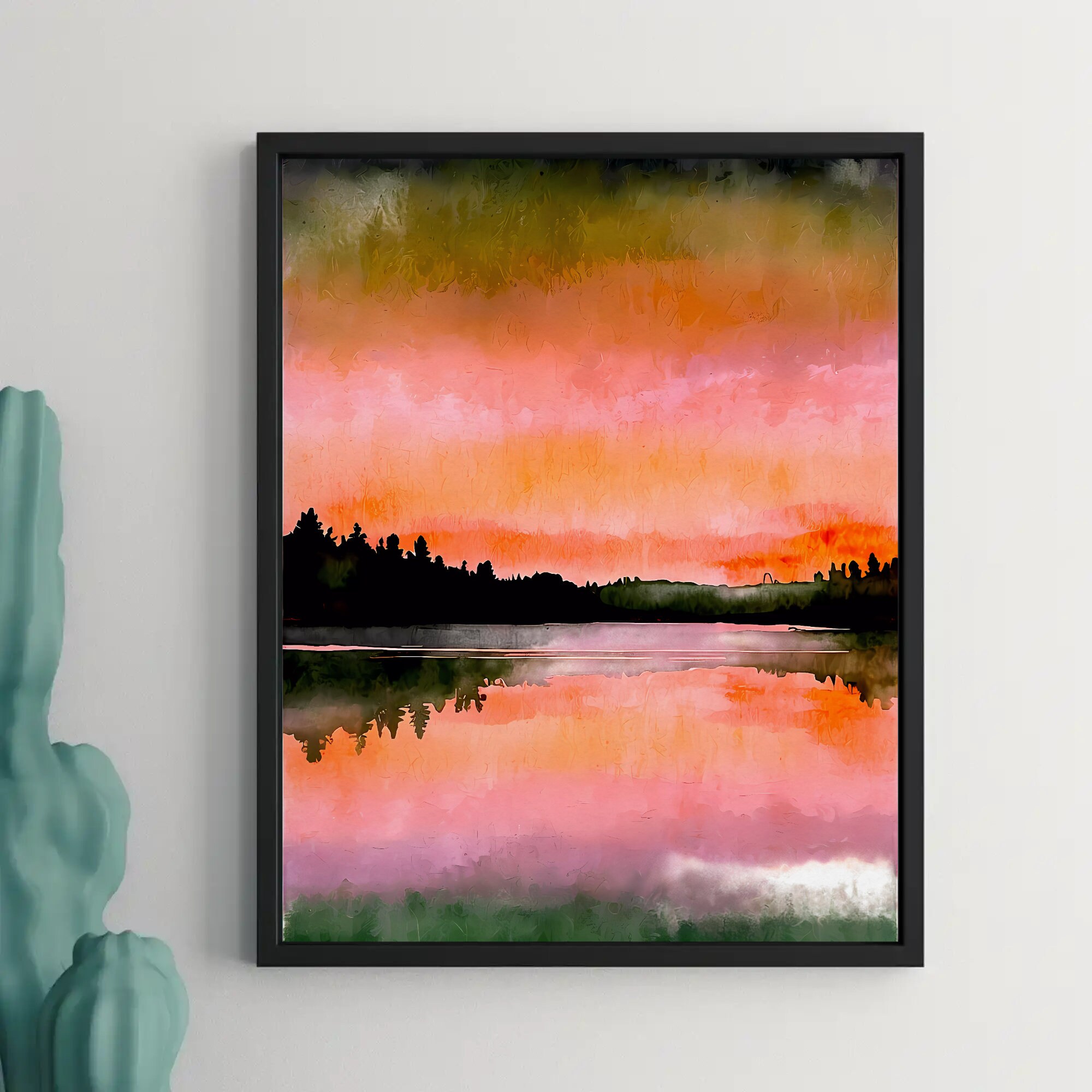 Pink Sunset Watercolor Art Print - Etsy