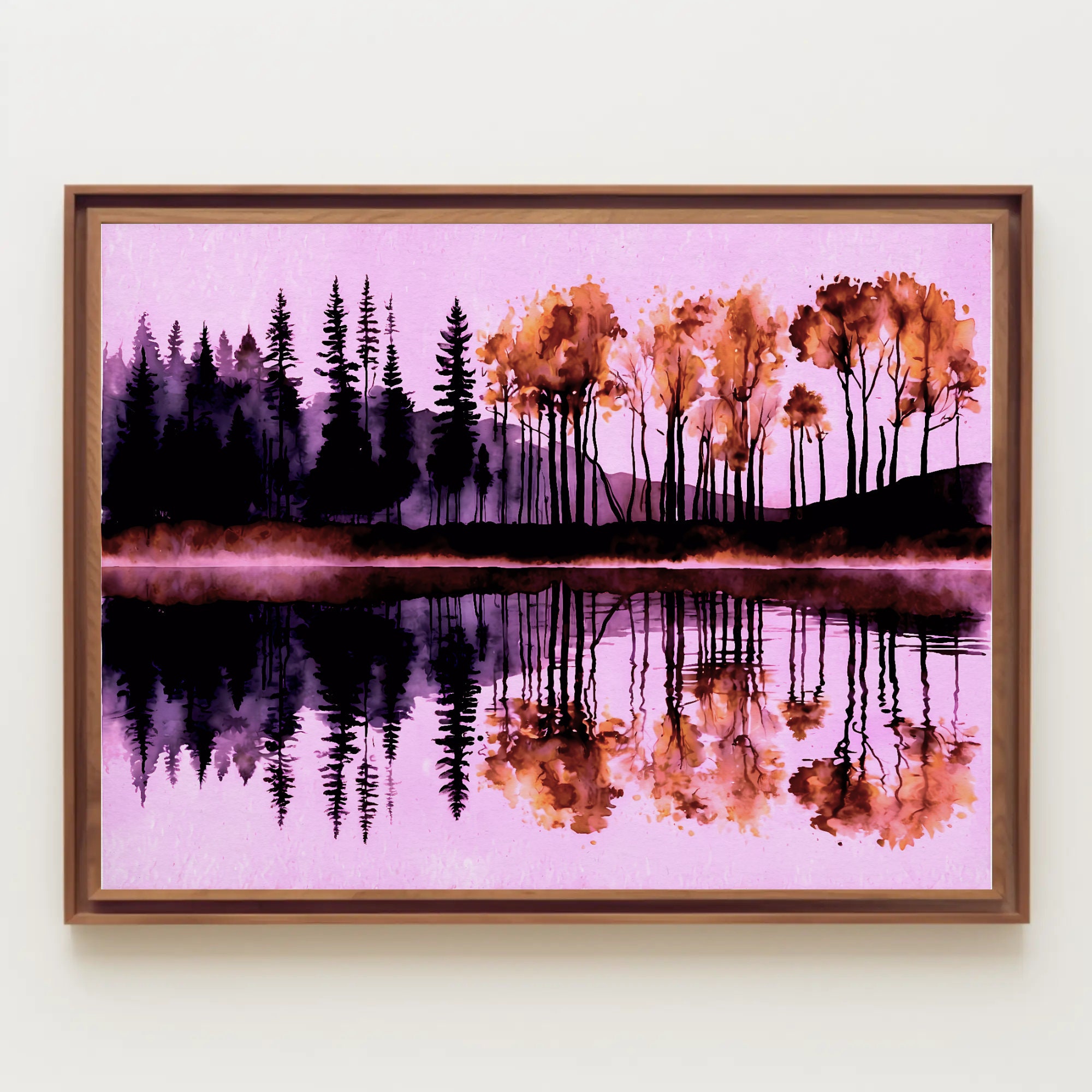 Abstract Watercolor Autumn Lake Art Print - Etsy