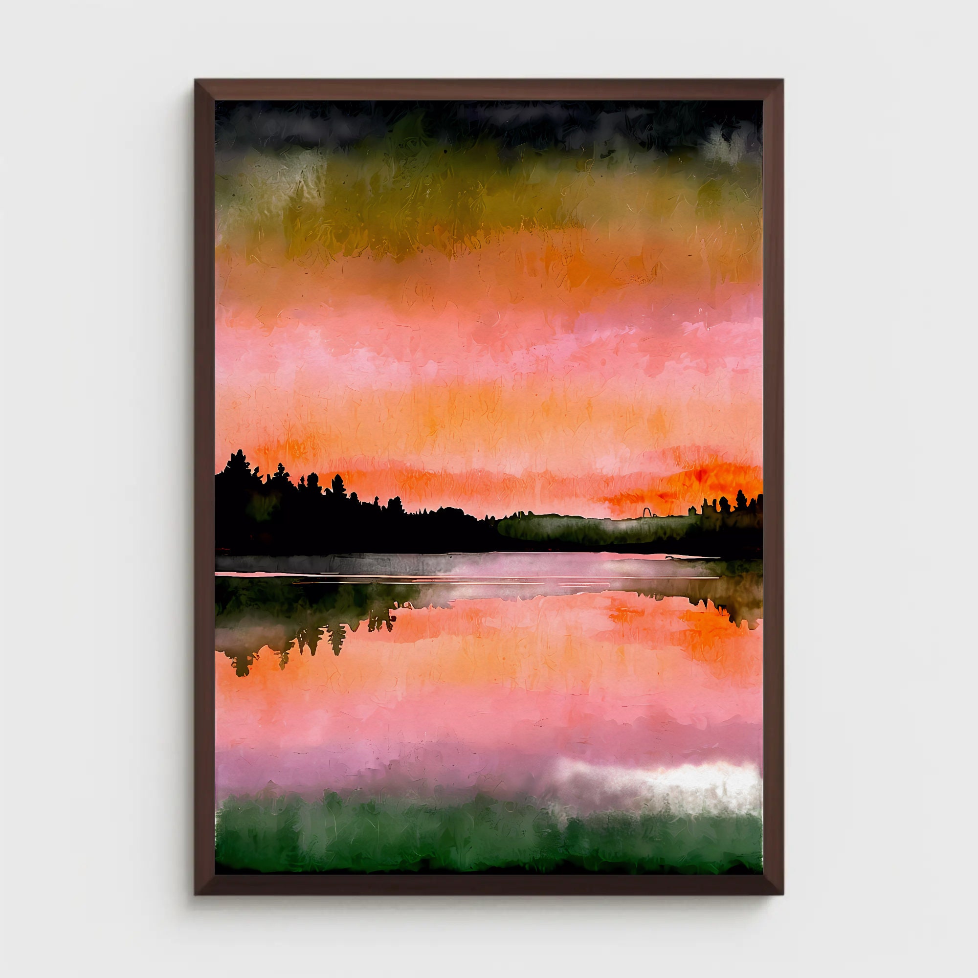 Pink Sunset Watercolor Art Print - Etsy