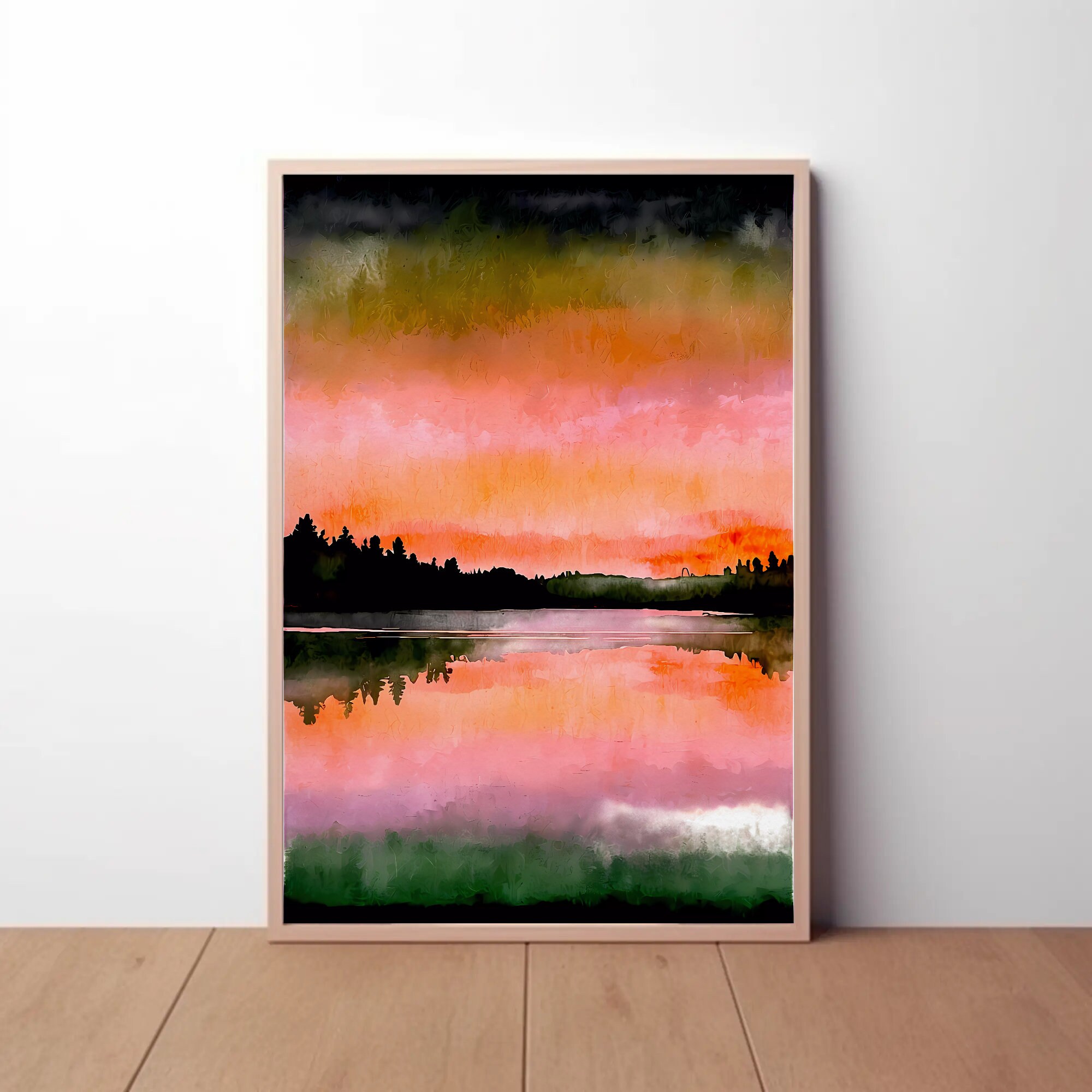 Pink Sunset Watercolor Art Print - Etsy