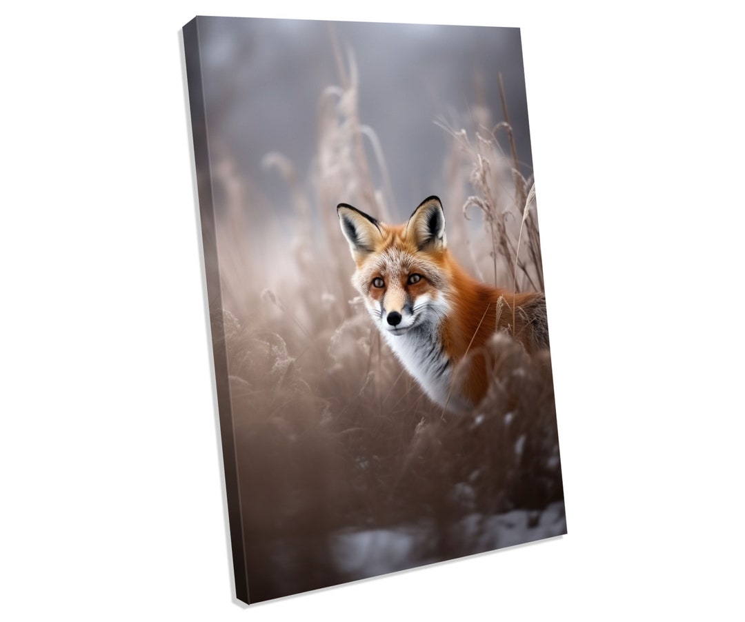 Fox in a Wildflower Winter Landscape Scene CANVAS ART Picture - Etsy