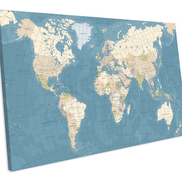 World Map Canvas - Etsy