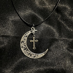 Moon & Cross Necklace || Gothic || Vampire || Alternative || Jewellery ...