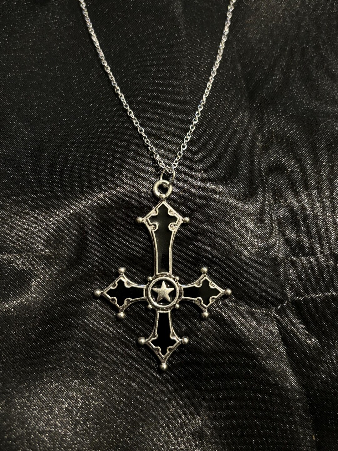 Black Inverted Cross Necklace || Gothic || Vampire || Alternative ...