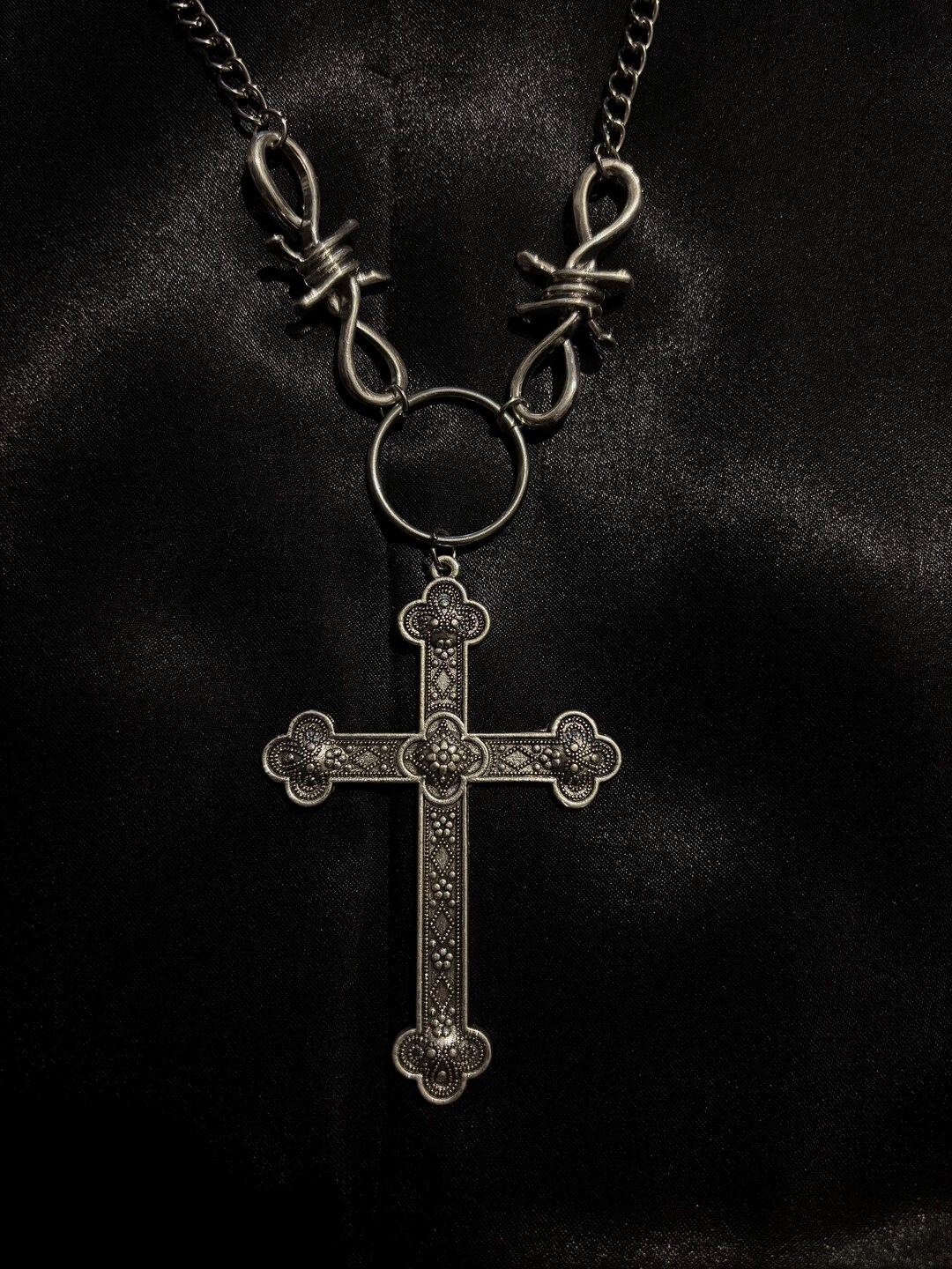 Gothic Cross Necklace - Stainless Steel Chain - Alternative Jewellery ...