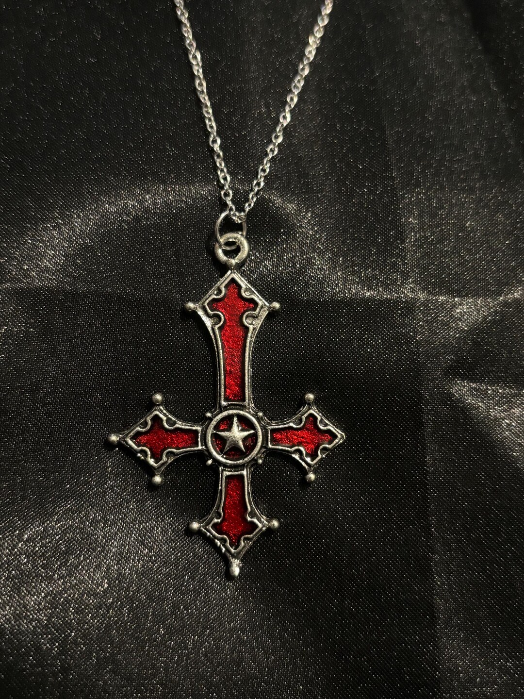 Red Inverted Cross Necklace || Gothic Jewellery || Gothic ...