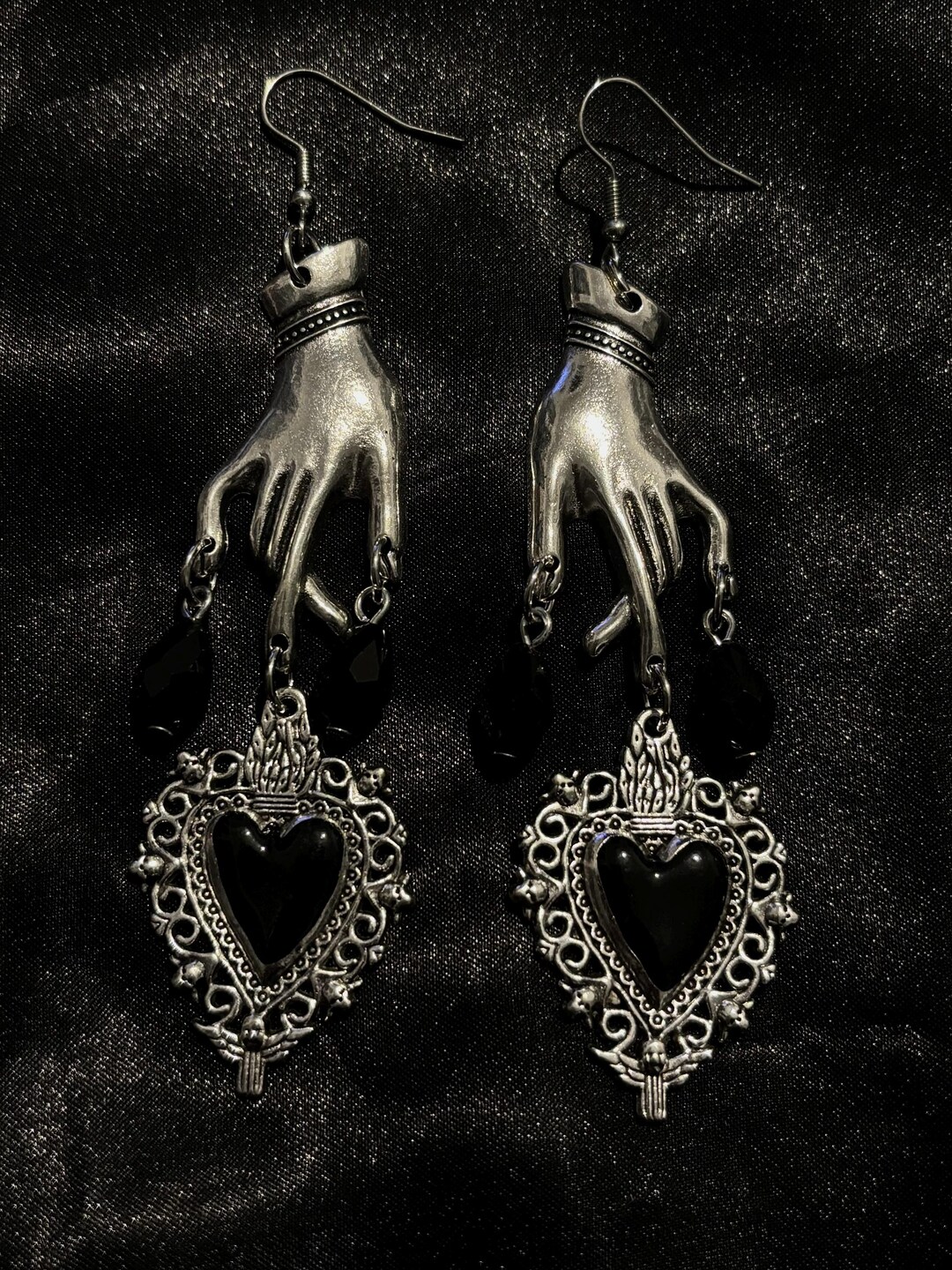 Hand Sacred Heart Earrings || Gothic Jewellery || Gothic || Alternative ...