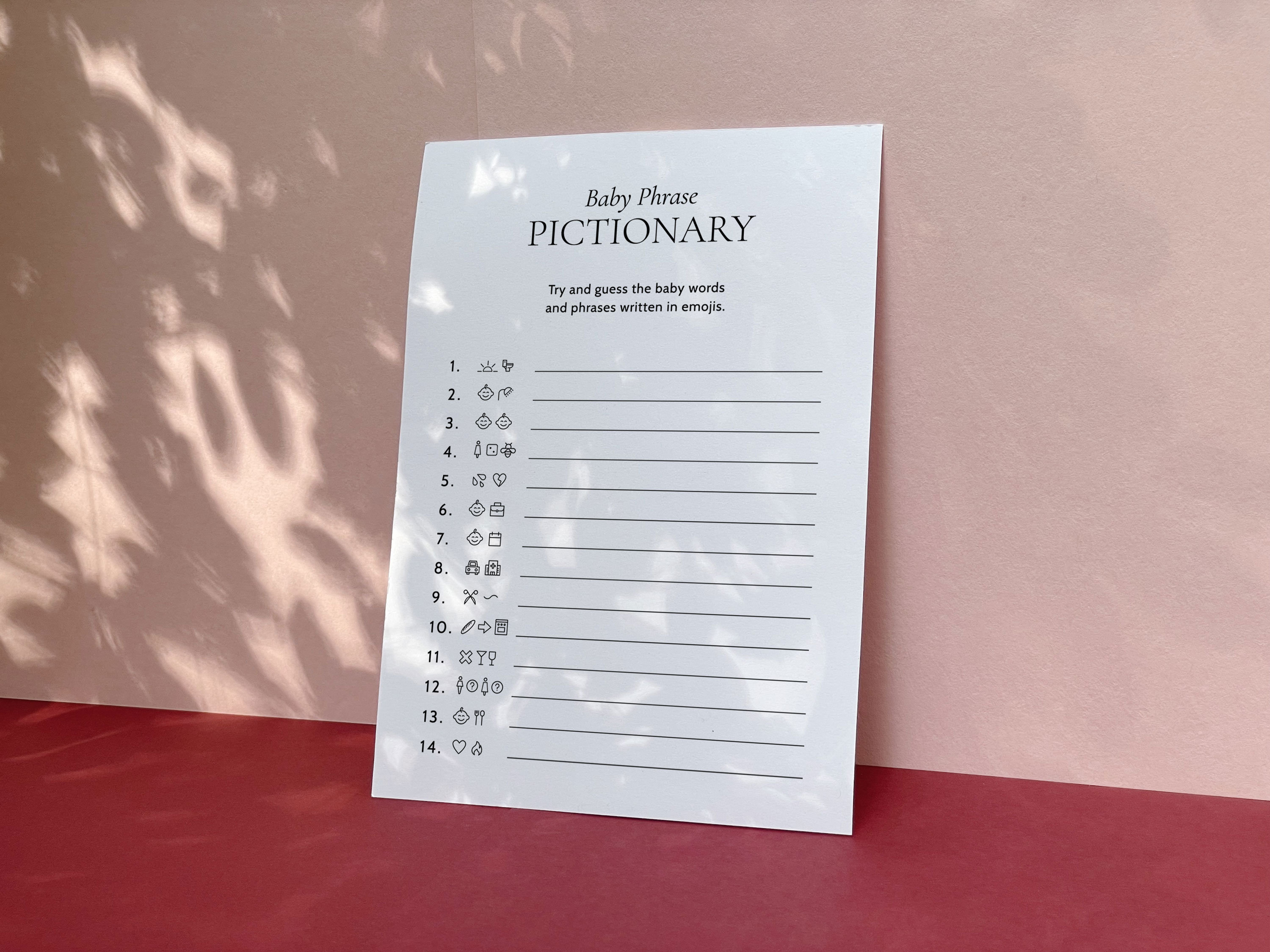 Baby Phrase Pictionary - Instant Download, Baby Shower Game, Printable ...