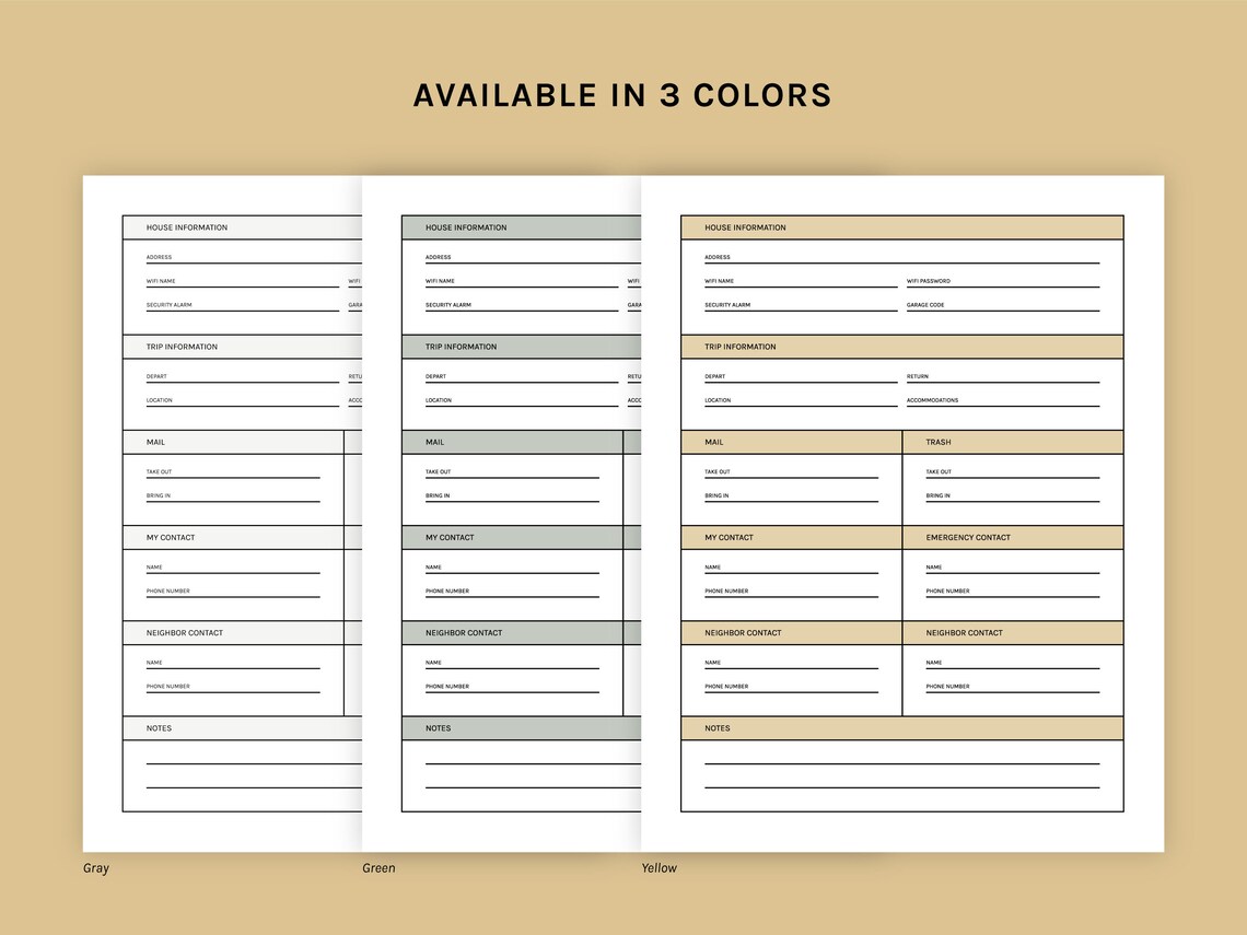 House Sitting Guide, Printable, Digital Download, Minimal, House-sitter ...