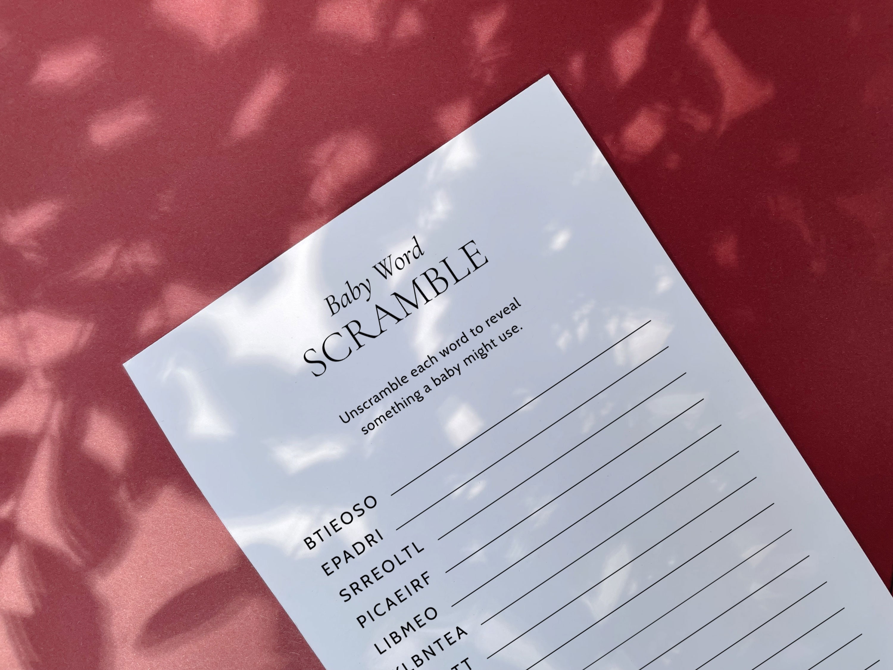 Baby Word Scramble Instant Download, Baby Shower Game, Printable ...