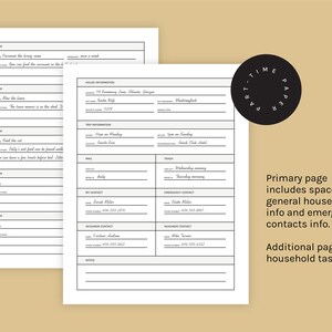 House Sitting Guide, Printable, Digital Download, Minimal, House-sitter ...