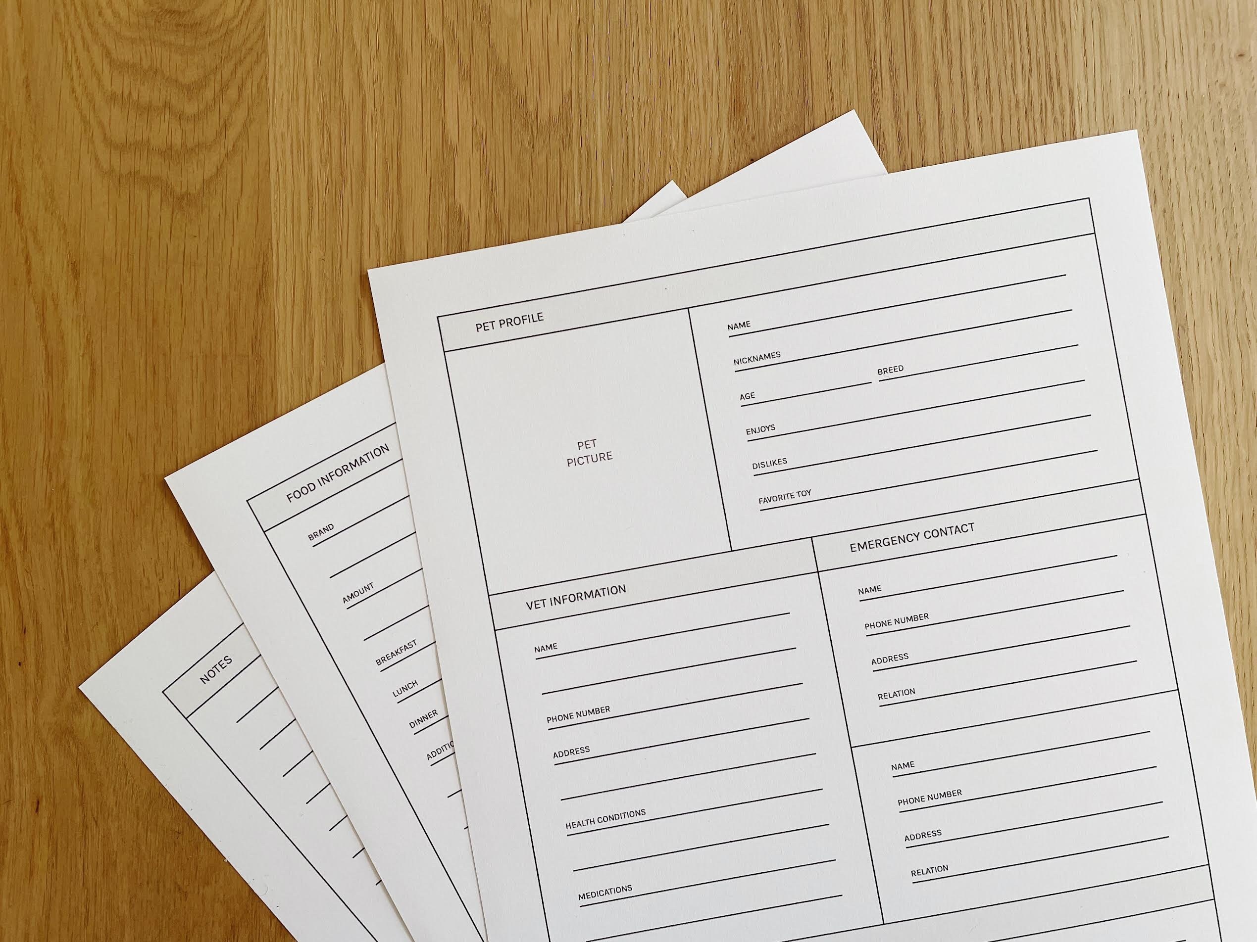 Pet Sitting Guide, Printable, Digital Download, Minimal, Pet-sitter, US ...