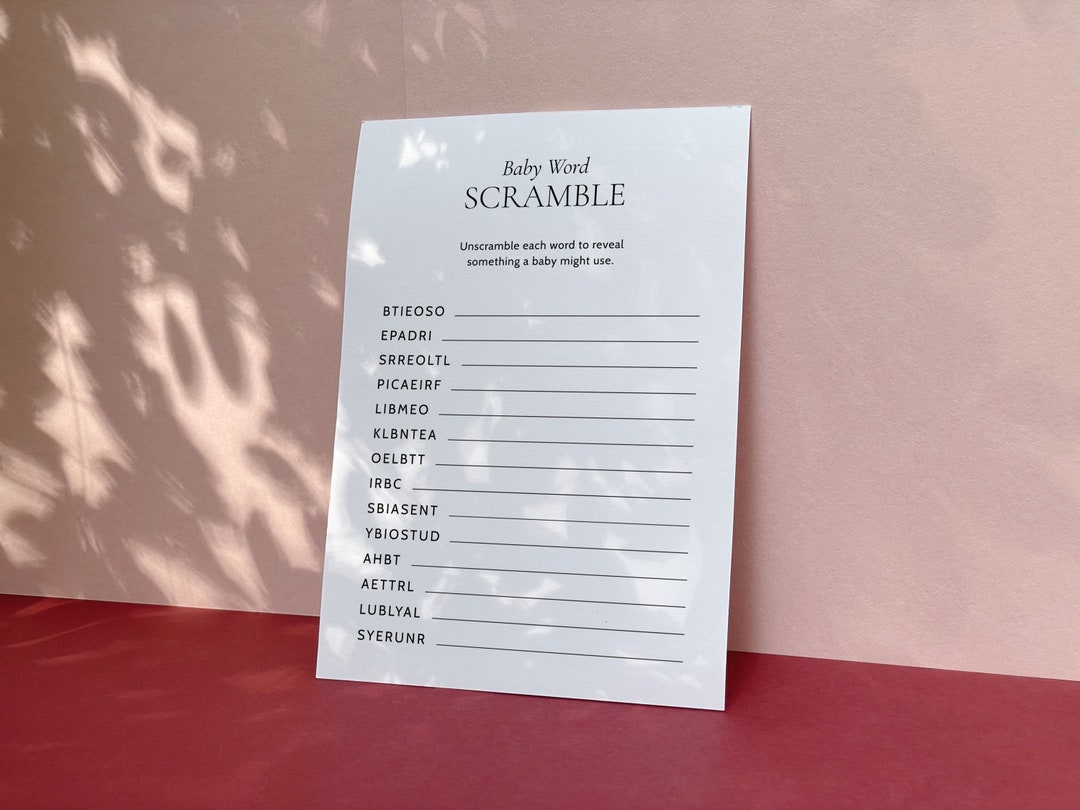 Baby Word Scramble - Instant Download, Baby Shower Game, Printable ...
