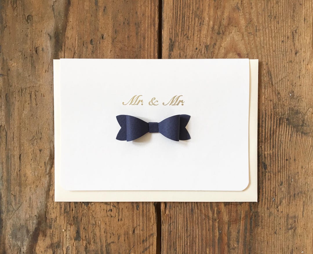 Mr & Mr Wedding Card, Bow Mens Wedding Gift, Wedding Man and Man ...