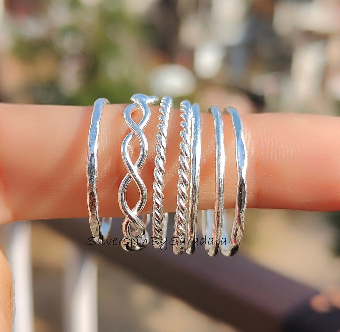 925 Sterling Silver Stackable Rings Stackable Ring Sets, Sterling Silver Rings, Stacking Ring ...