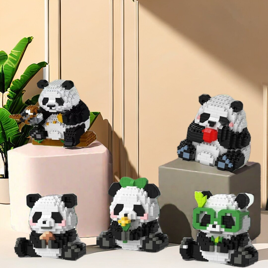 Adorable Pandas Nano Blocks Brick Set Articulated Garden Swing and ...