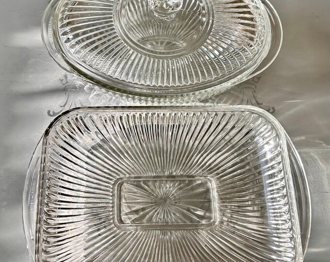Anchor Hocking Queen Mary Clear Casserole/baking Dish Set, Vintage Oven ...