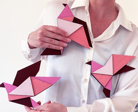 Three Red Origami Style Birds in Flight a Perfect Gift for - Etsy