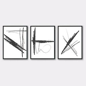Abstract Black and White Poster, Set of 3, Printable Posters, Simple ...
