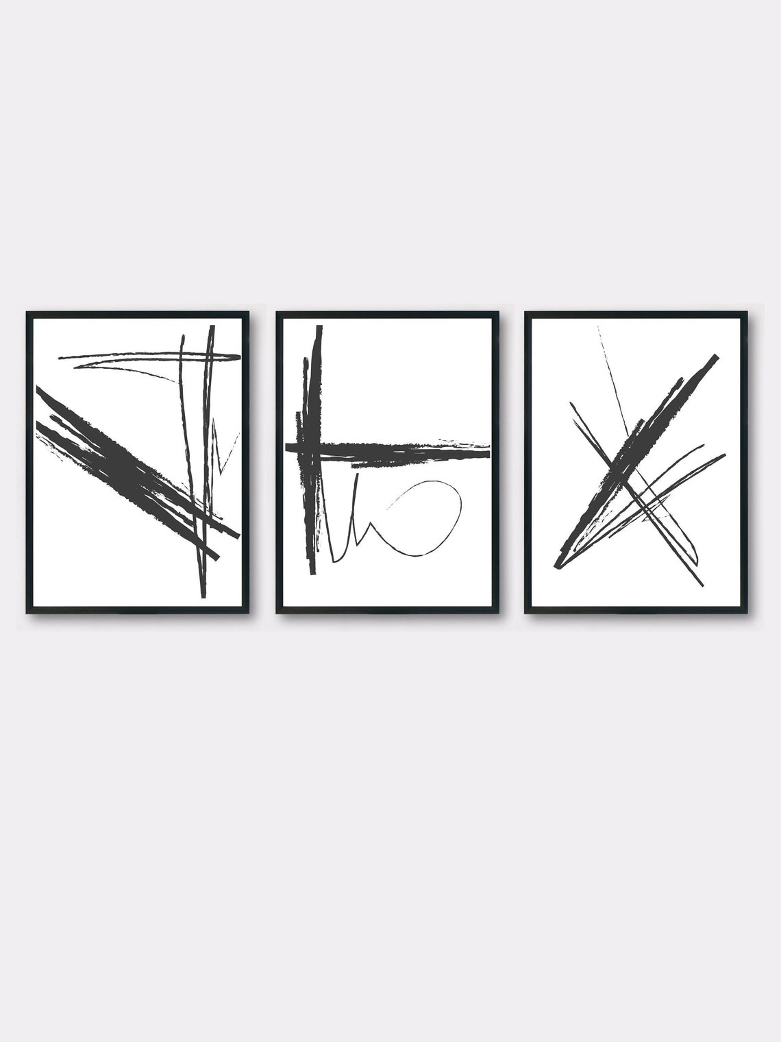 Abstract Black and White Poster Set of 3 Printable Posters - Etsy