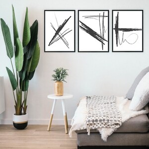 Abstract Black and White Poster, Set of 3, Printable Posters, Simple ...