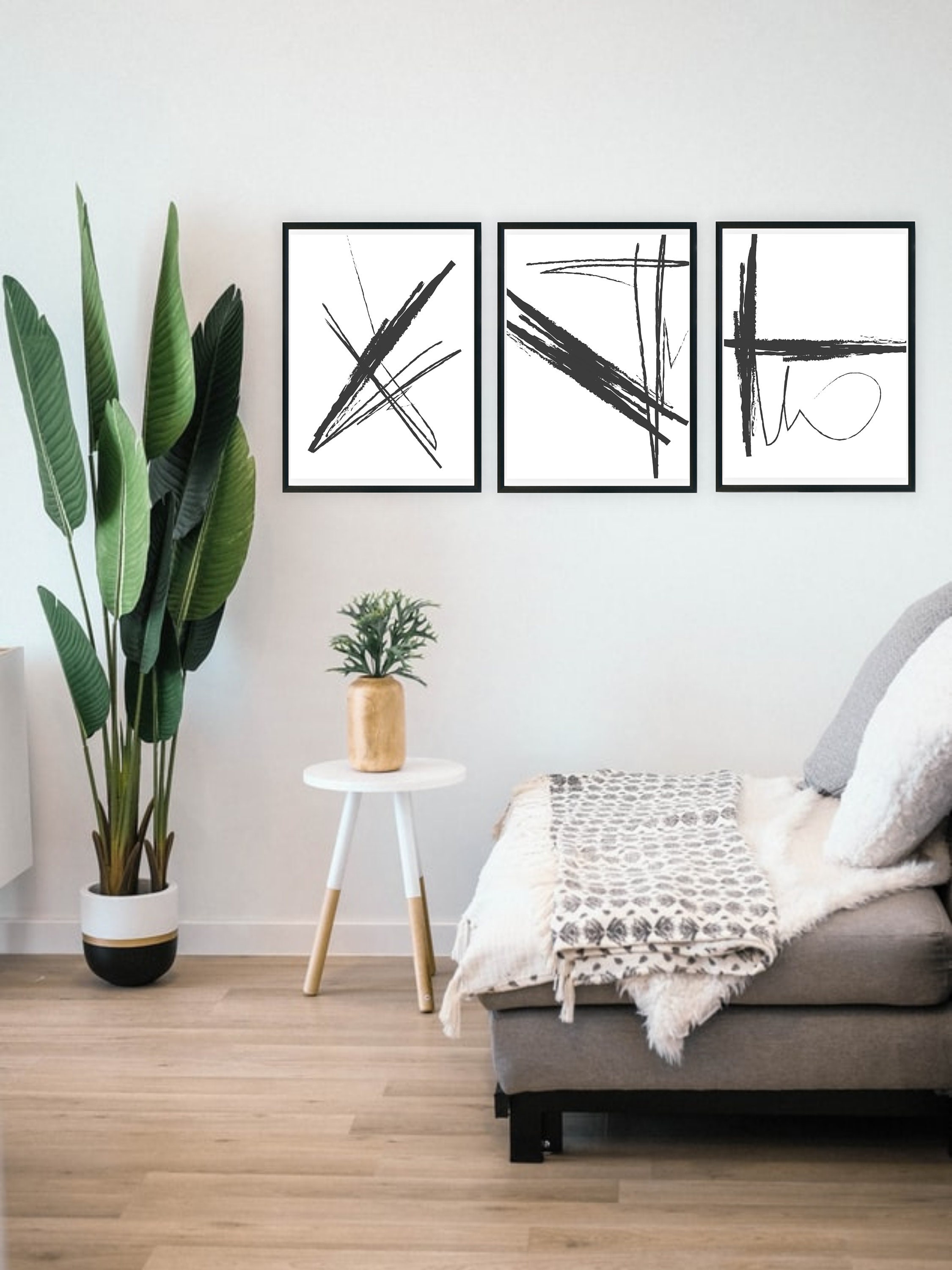 Abstract Black and White Poster, Set of 3, Printable Posters, Simple ...