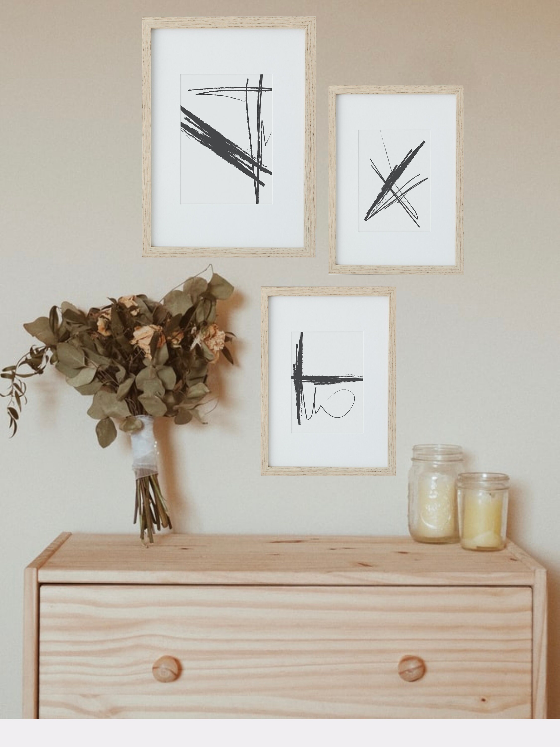 Abstract Black and White Poster, Set of 3, Printable Posters, Simple ...