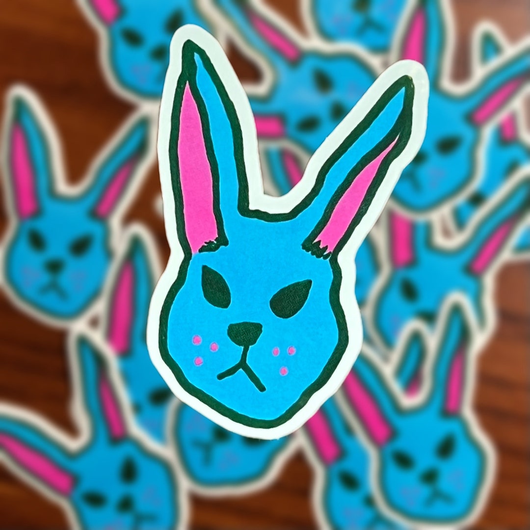 Rabbit Drawing Sticker - Etsy