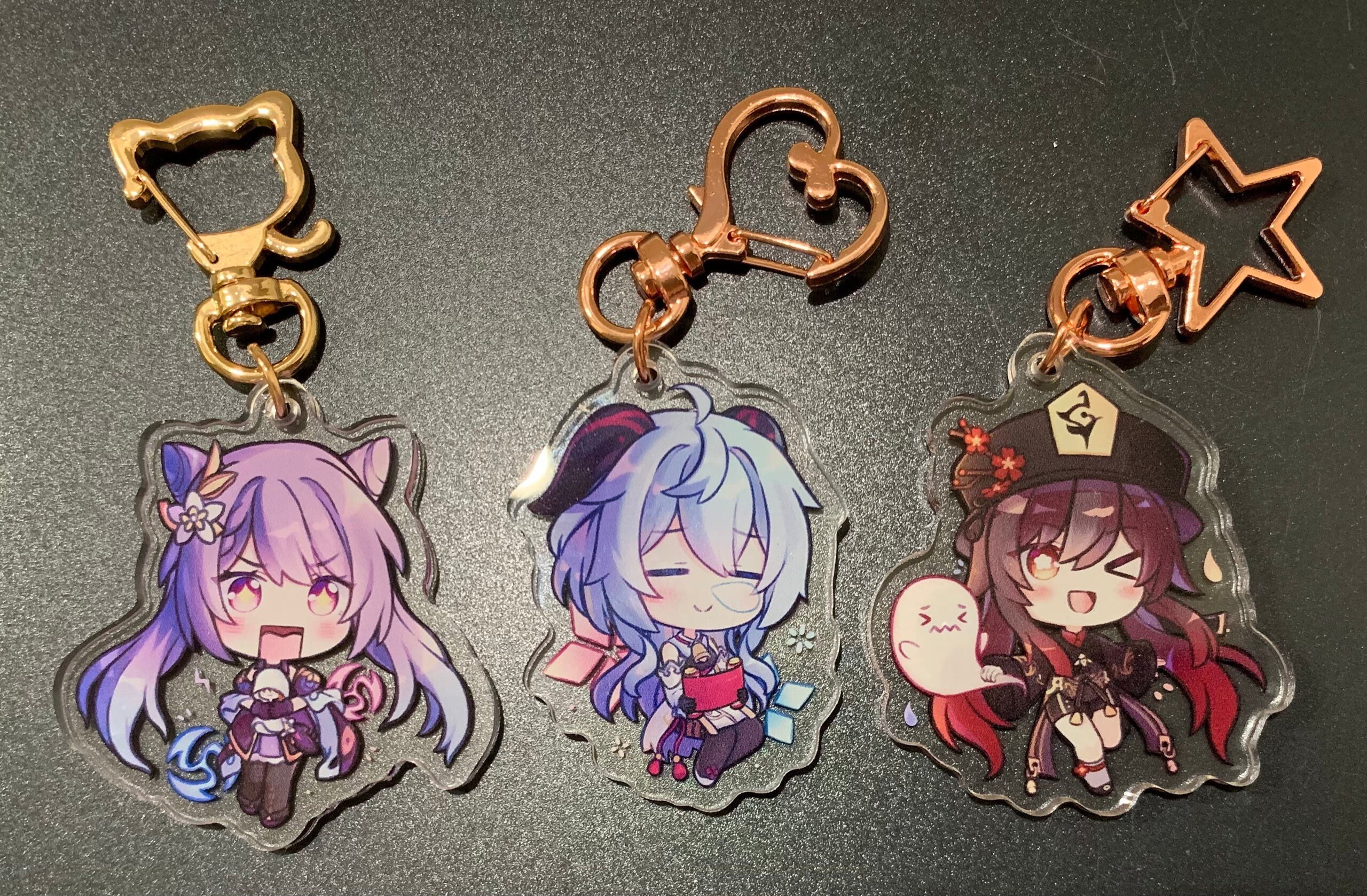 2 Genshin Impact Keychains Hutao Ganyu Keqing - Etsy