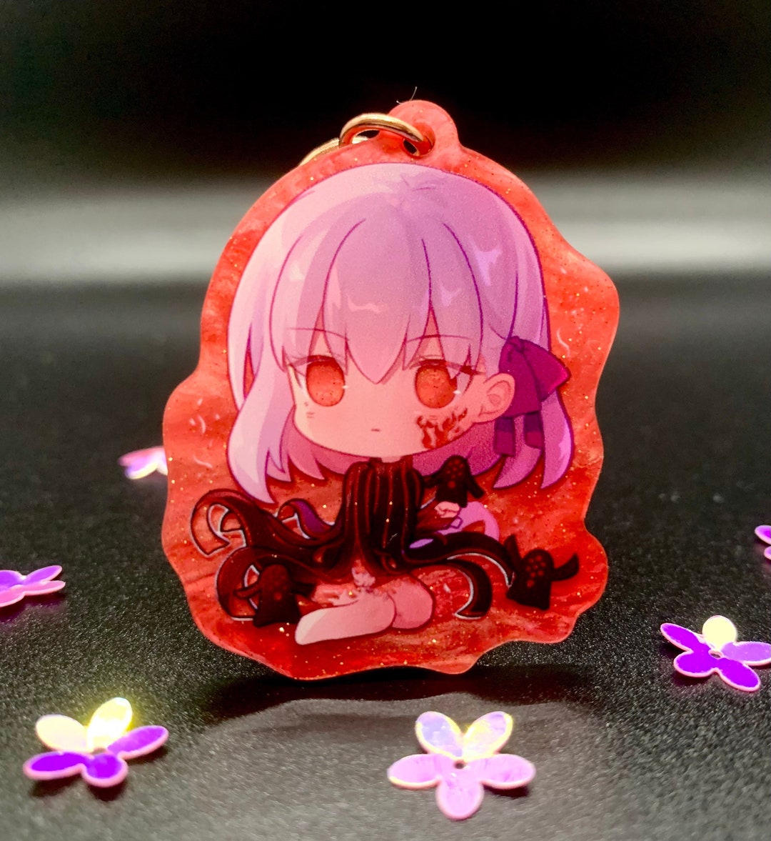 2 RED Dark Sakura Keychain - Etsy
