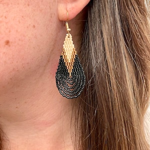 Handmade Seed Bead Earrings, Handwoven Beaded Earrings, Geometric Seed ...