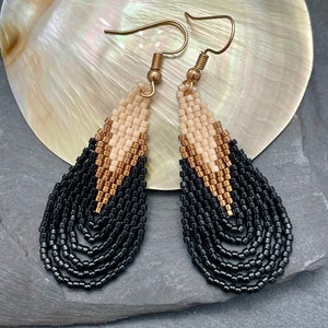 Handmade Seed Bead Earrings, Handwoven Beaded Earrings, Geometric Seed ...